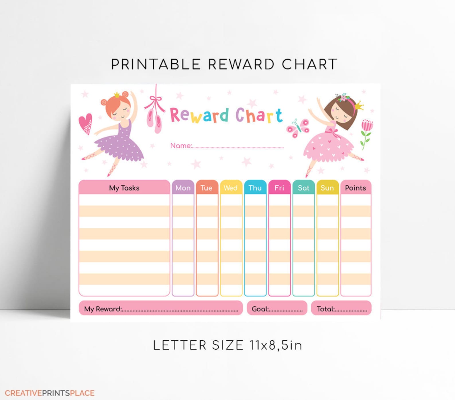 Printable Ballerinas Task Chart, Girl Weekly Behavior Chart ...
