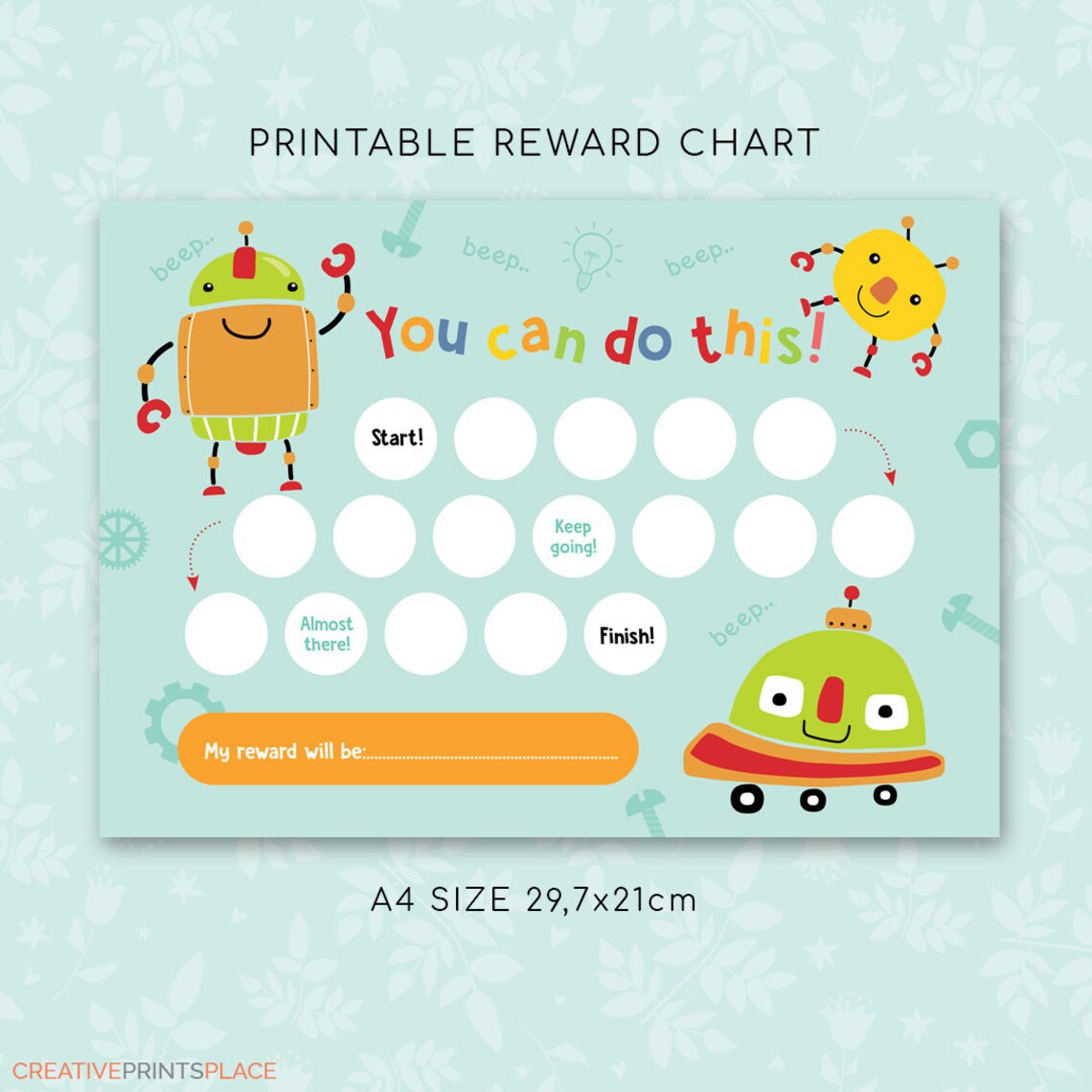 Kids Robots Reward Chart, Printable Robot Chore Chart, Kid's Sticker ...