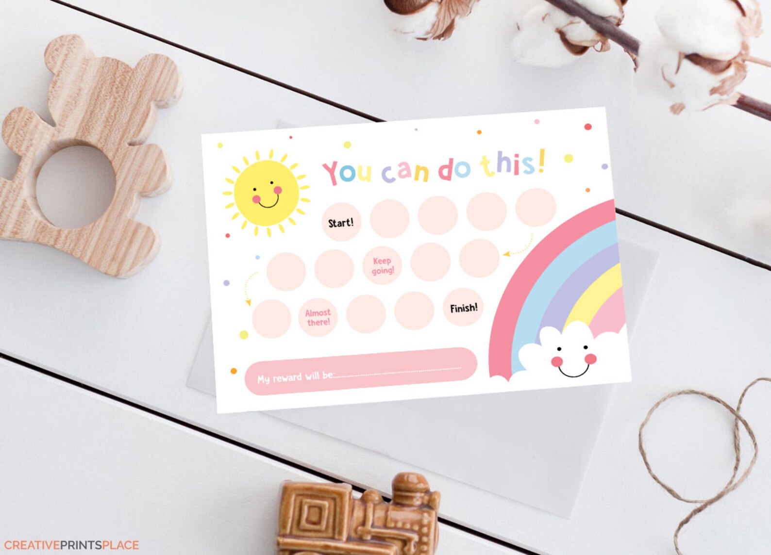 Printable Rainbow Sun Reward Chart for Girls, Girl Sticker Chart ...