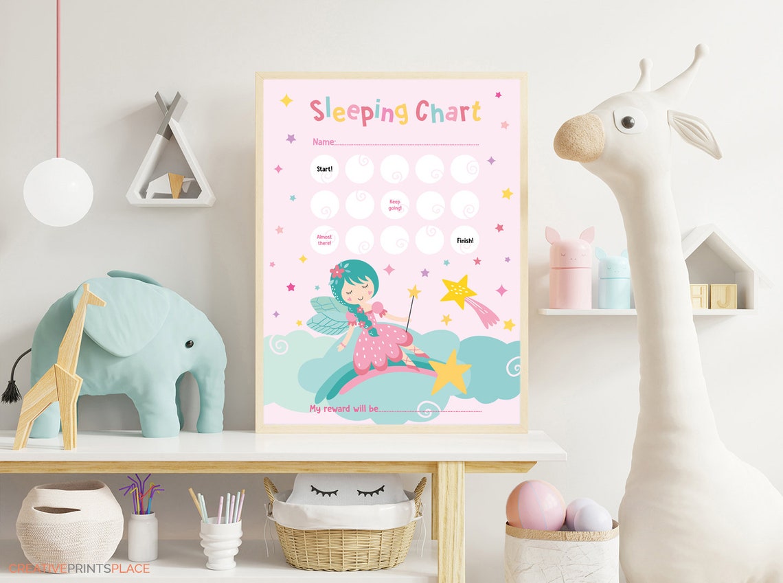 Pink Fairy Printable Sleeping Chart, Girl Behavior Chart, Chore Chart ...