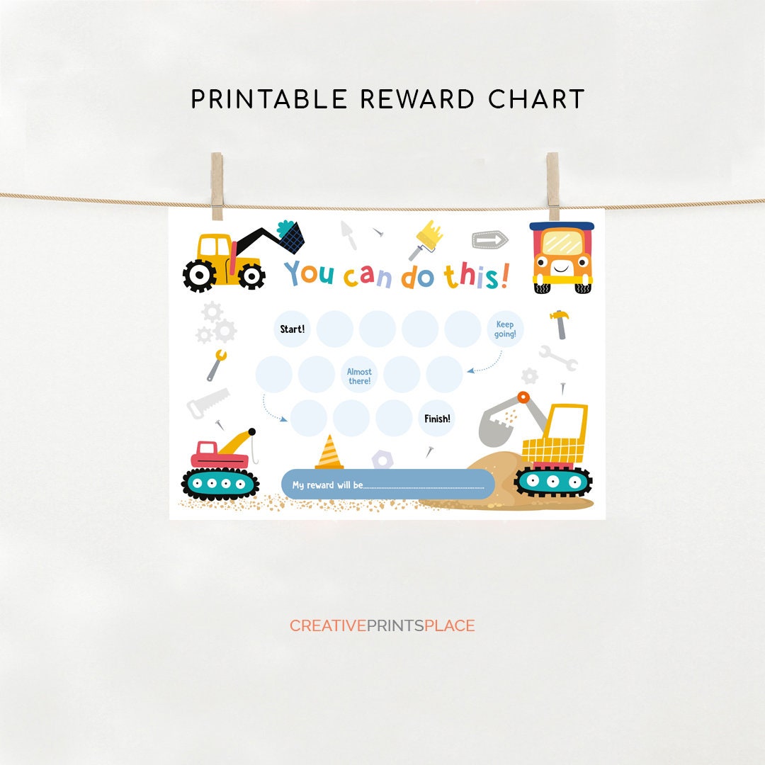 Construction Reward Chart for Toddlers: Fun Sticker System (digital ...