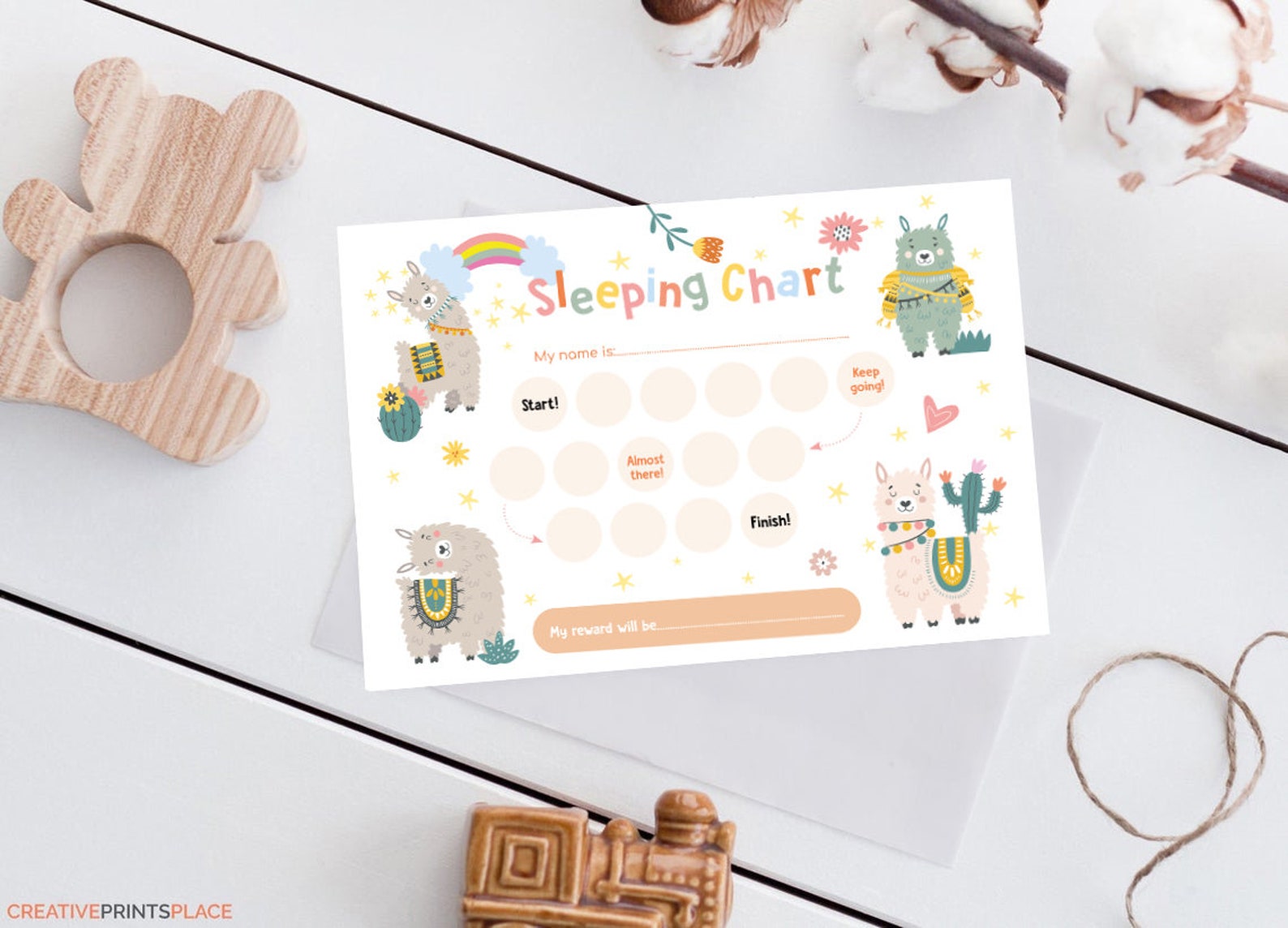 Llama Sticker Sleeping Chart, Printable Llama Sleeping Charts, Llama Chart for Boys and Girls ...