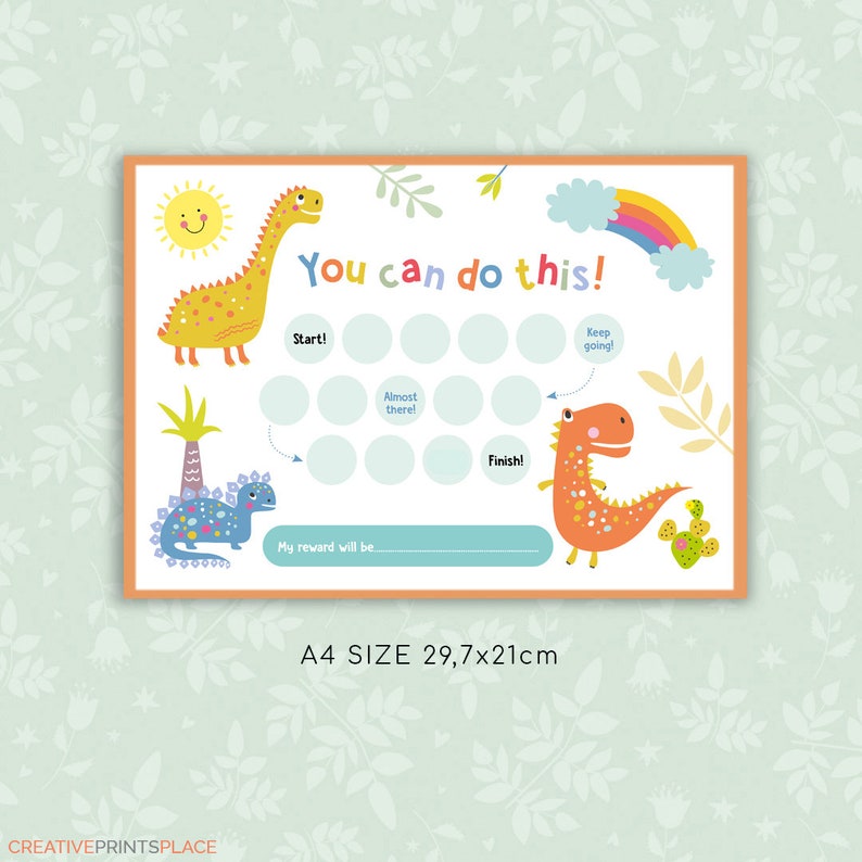 Printable Dinosaur Sticker Reward Chart, Dino Reward Charts, Dinosaur ...