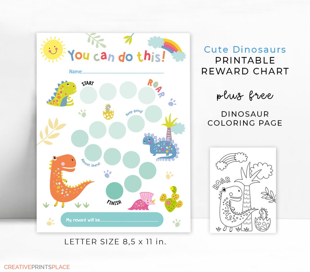 Printable Dinosaur Sticker Reward Chart, Dino Reward Charts, Dinosaur ...