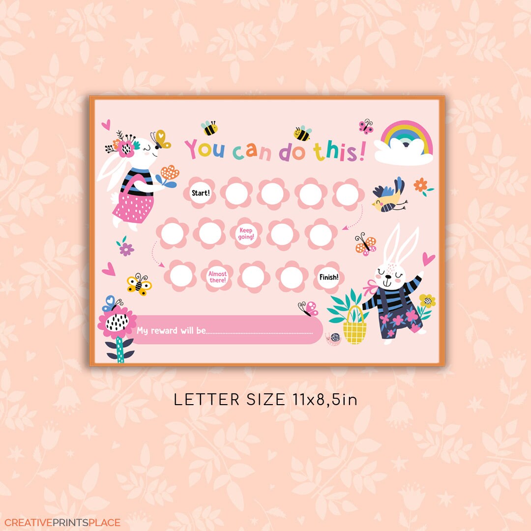 Printable Easter Bunny Reward Chart, Bunny Sticker Chart, Girl Sticker ...