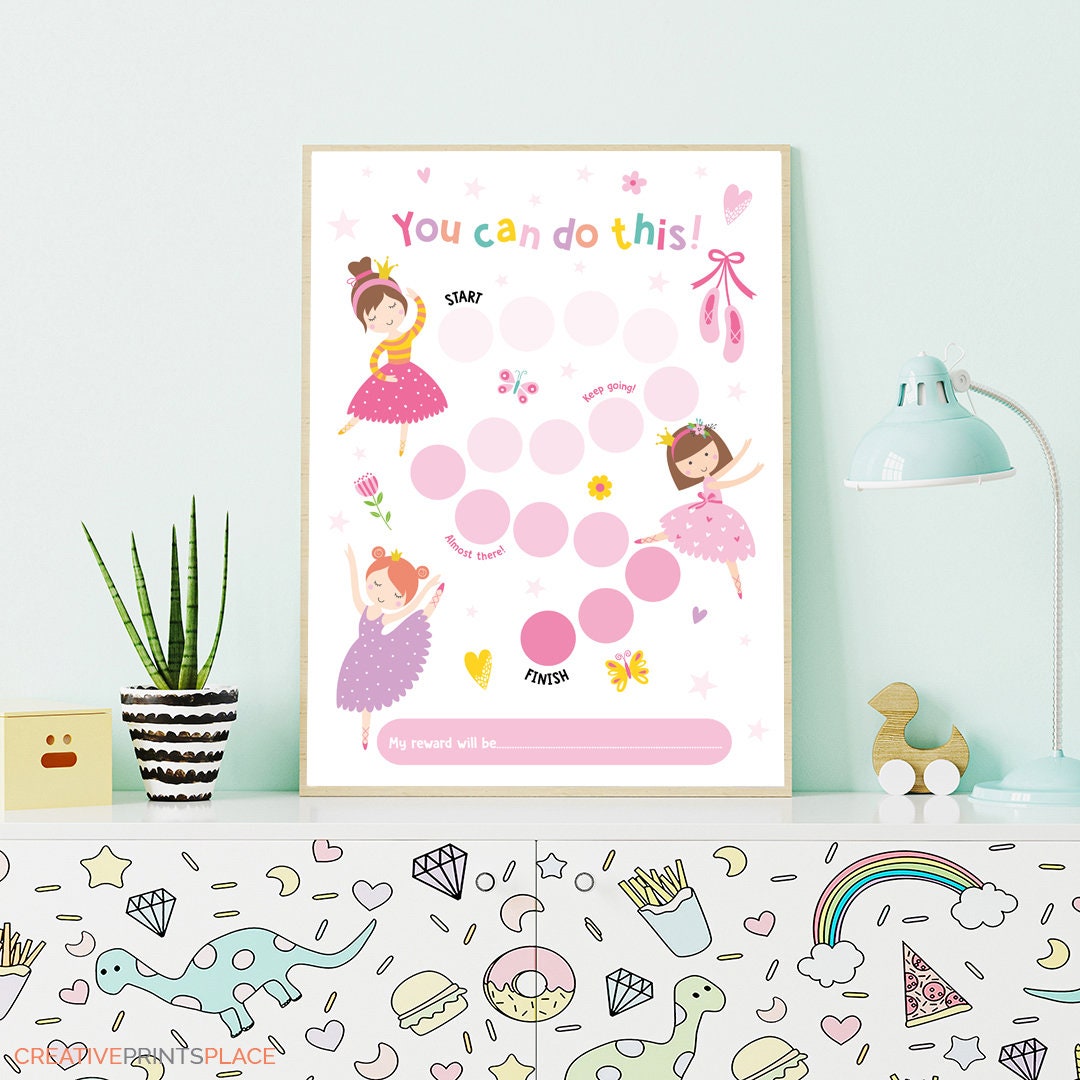 Printable Ballerina Theme Reward Chart, Girl's Sticker Chart, Instant ...