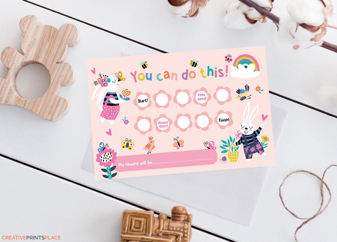 Mini Size Printable Spring Bunny Reward Chart, Small Sticker Chart ...