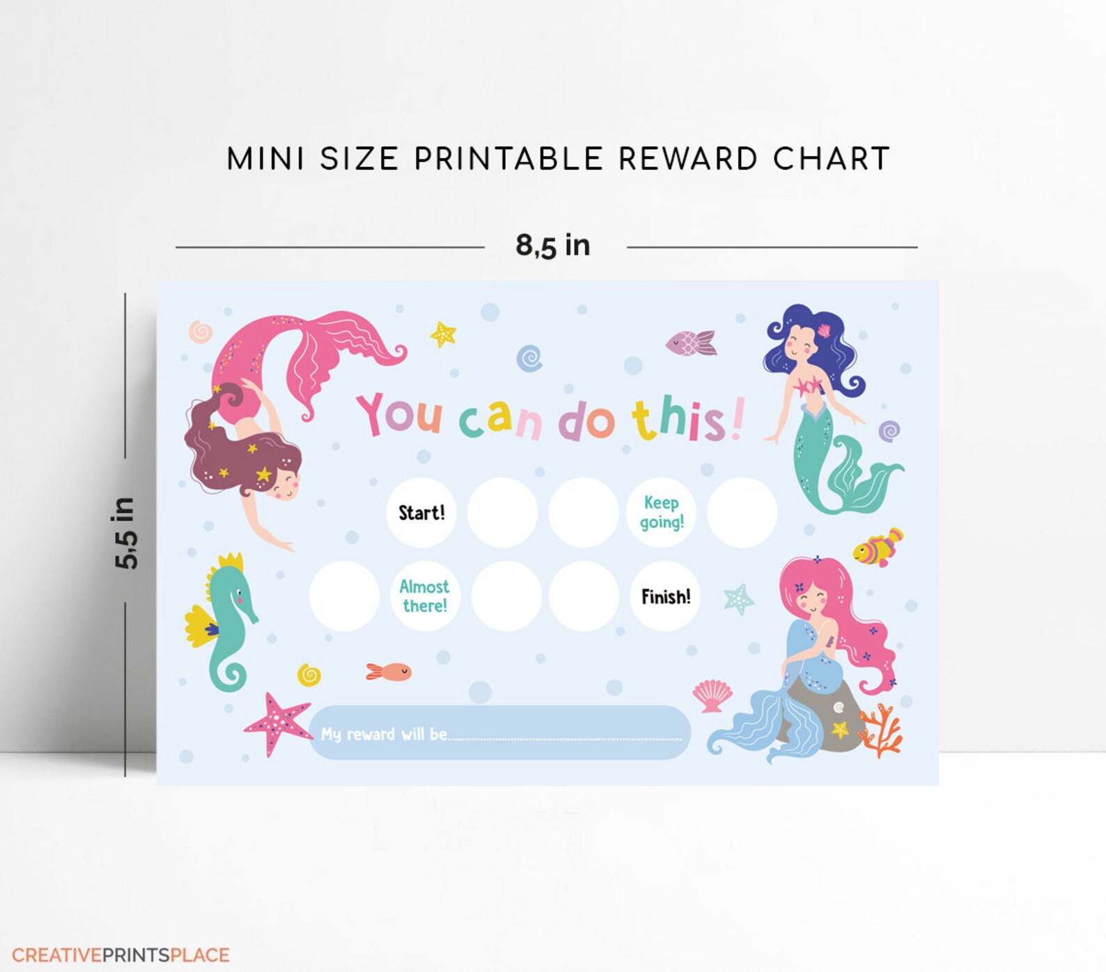 Mini Size Mermaids Reward Chart, Girls Sticker Chart, Small Sticker ...