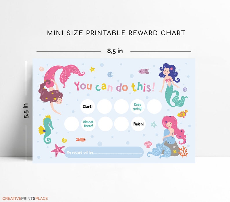 Mini Size Mermaids Reward Chart, Girls Sticker Chart, Small Sticker ...