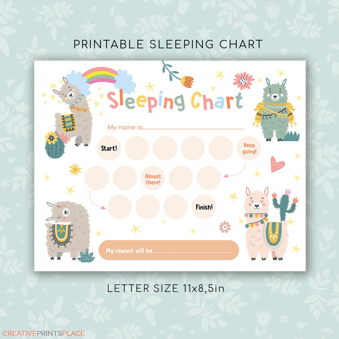 Llama Sticker Sleeping Chart, Printable Llama Sleeping Charts, Llama ...