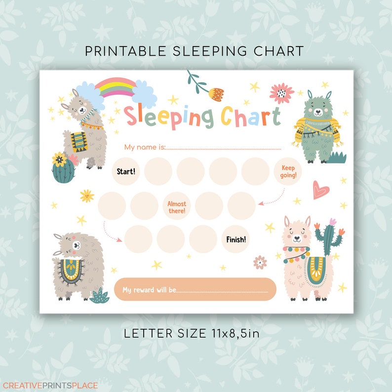 Llama Sticker Sleeping Chart, Printable Llama Sleeping Charts, Llama ...