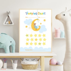 Printable Cute Bear Sleeping Chart Sleeping Chart For Boys | Etsy