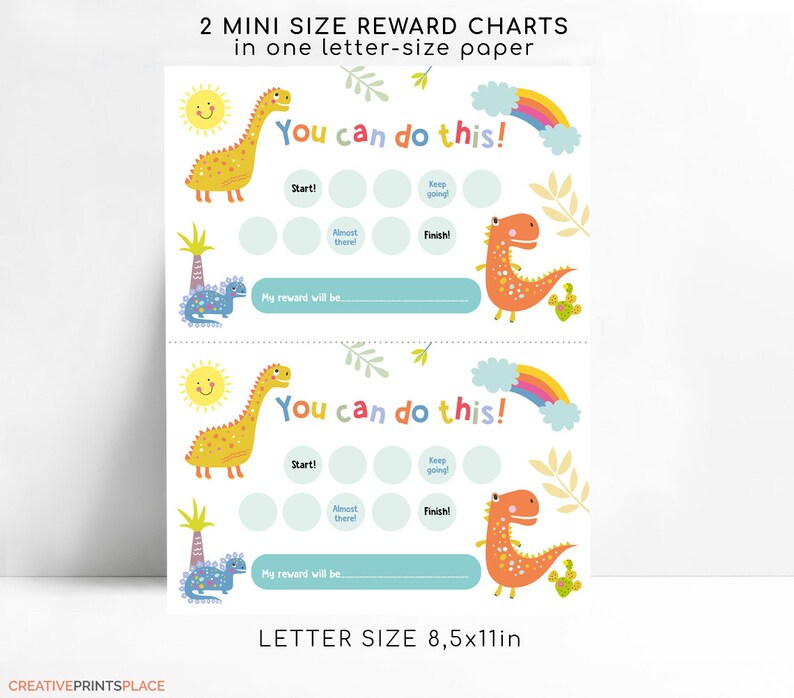 Mini Size Printable Dinosaur Reward Chart, Boy's Mini Sticker Chart ...