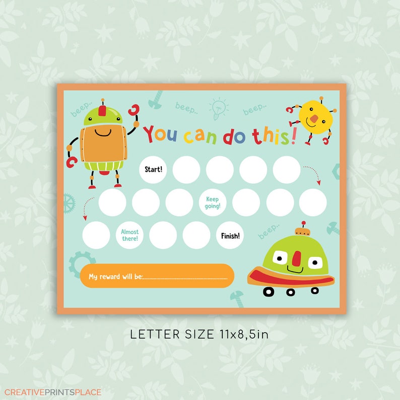 Kids Robots Reward Chart, Printable Robot Chore Chart, Kid's Sticker ...