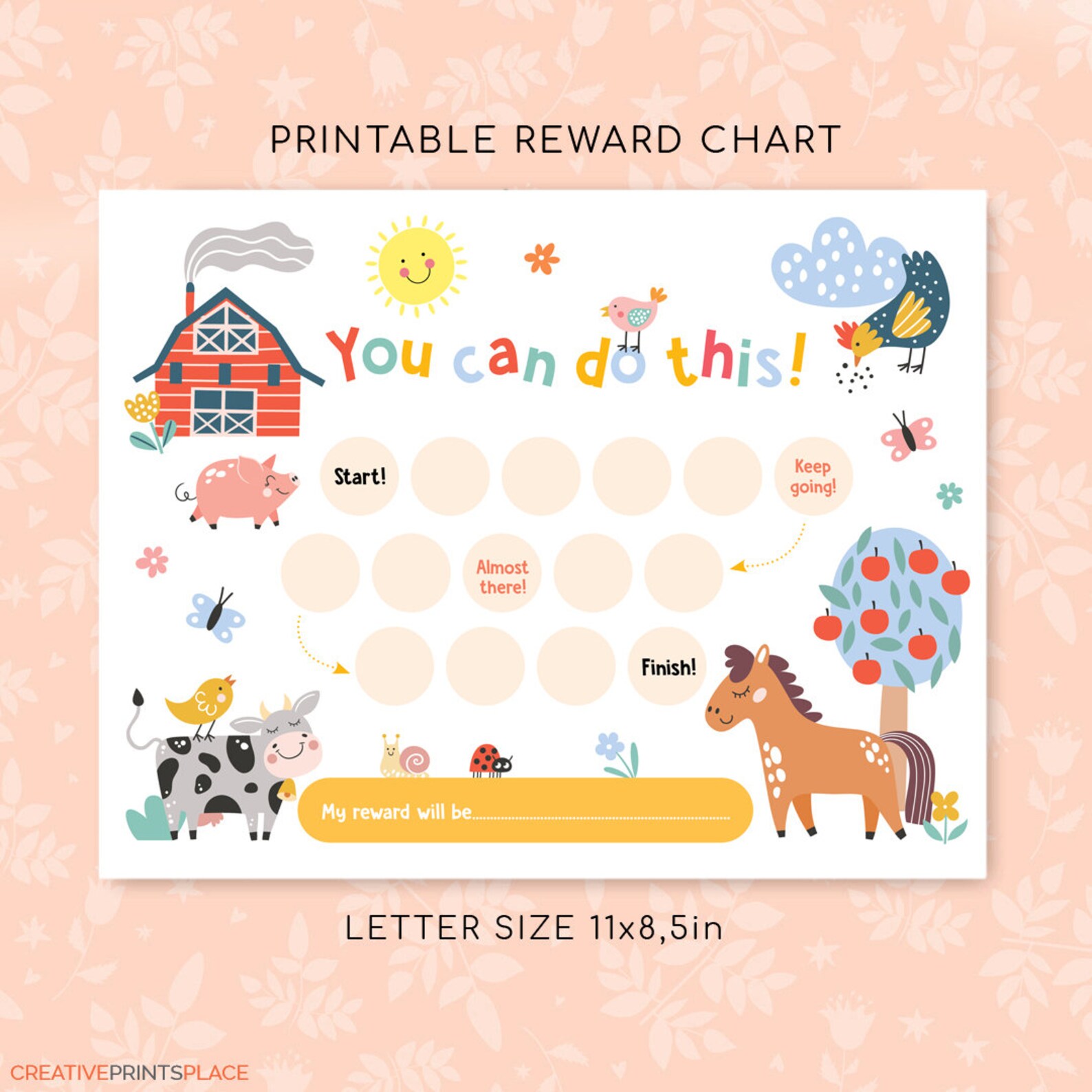 Printable Farm Animals Sticker Reward Chart, Farm Animals Reward Charts ...