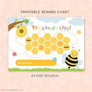 Printable Bee Reward Chart for Girls, You Can Do It Chart, Boy Reward ...