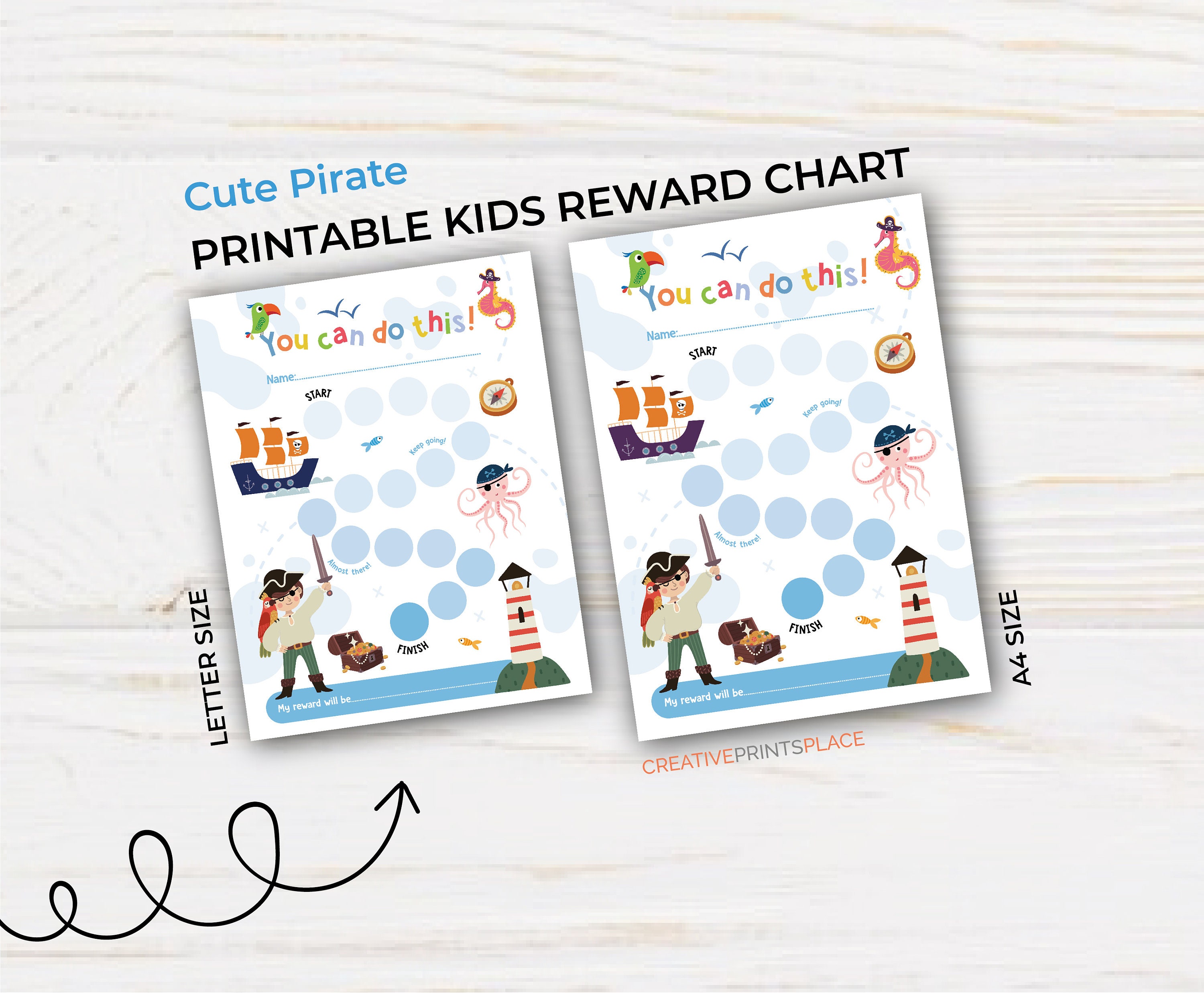 Printable Pirate Reward Chart Vertical, Boys Pirate Sticker Chart ...
