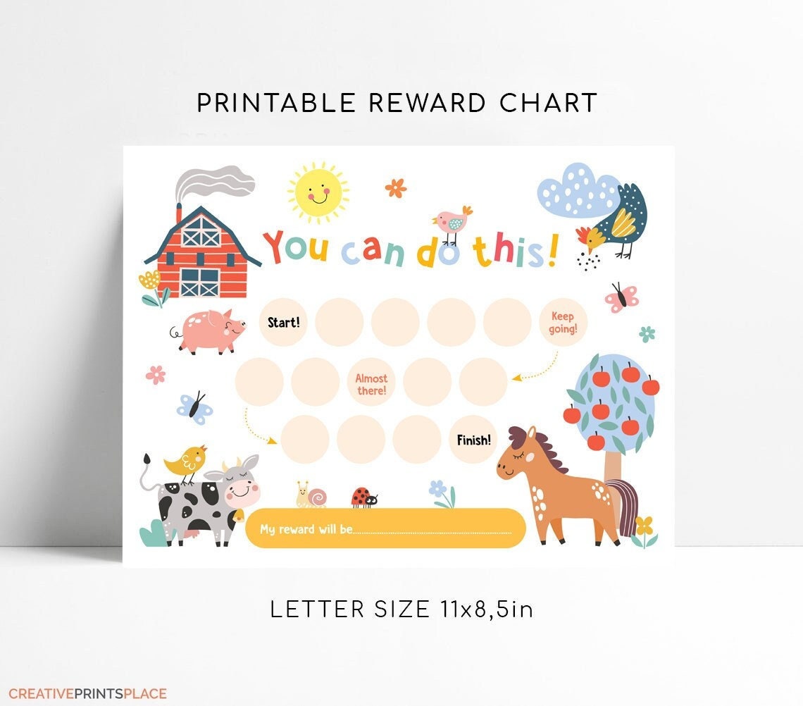 Printable Farm Animals Sticker Reward Chart, Farm Animals Reward Charts ...