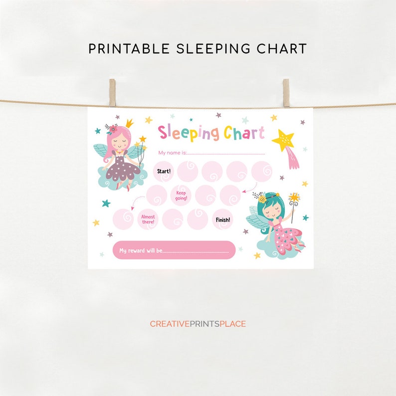 Printable Fairy Sleep Reward Chart: Girl's Bedtime Routine (digital ...