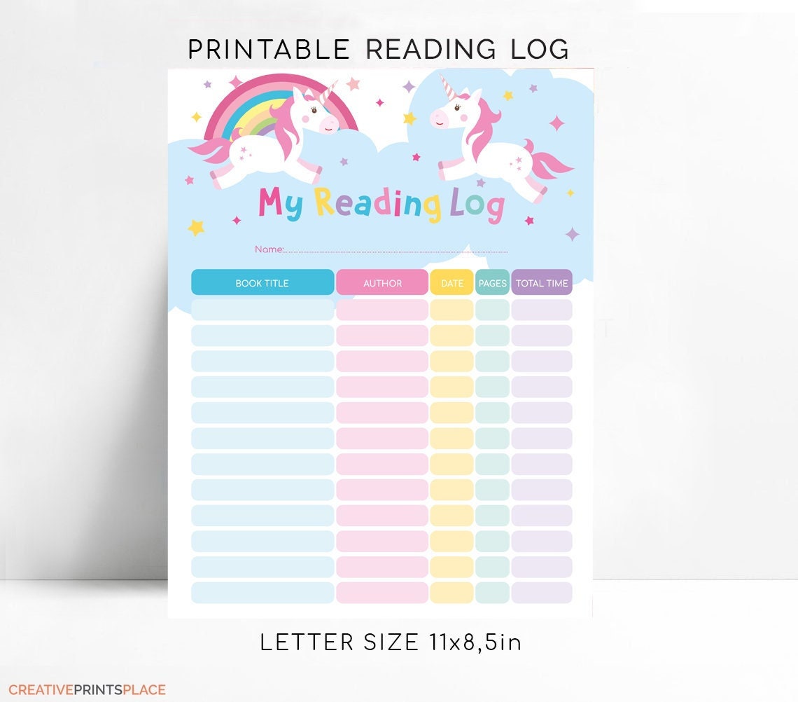 Printable Unicorn Reading Log, Summer Reading Tracker, Reading Log for ...