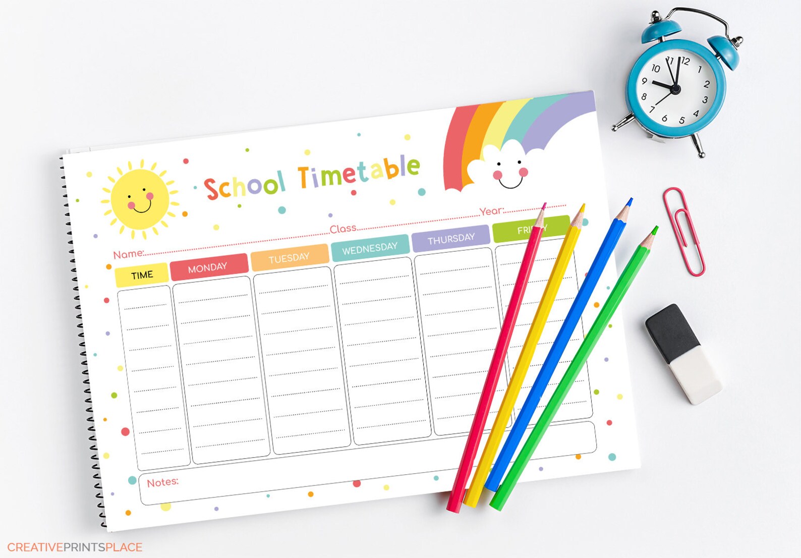 Printable Sun Rainbow School Timetable Kids Daily Schedule - Etsy