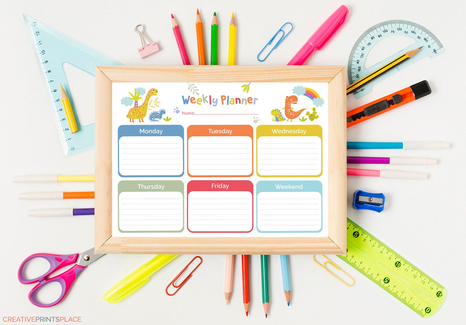 Printable Dinosaur Kids Weekly Planner, Homeschool Planner, Kids Daily ...