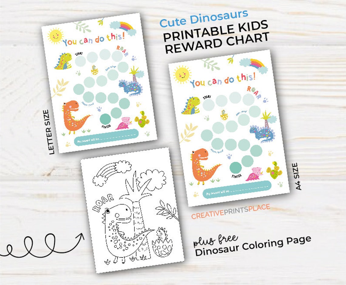 Printable Dinosaur Sticker Reward Chart, Dino Reward Charts, Dinosaur ...