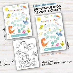 Printable Dinosaur Sticker Reward Chart, Dino Reward Charts, Dinosaur ...
