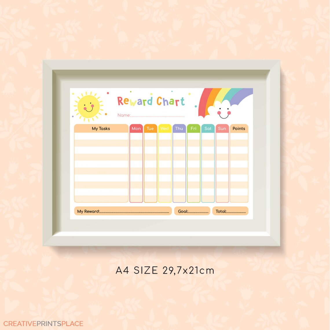 Rainbow Sunshine Reward Chart for Kids (digital Download) - Etsy