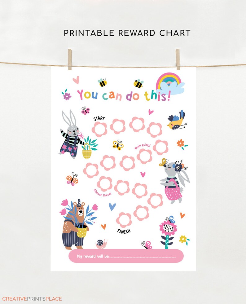 Printable Easter Bunny Reward Chart: Spring Animals, Coloring Page ...