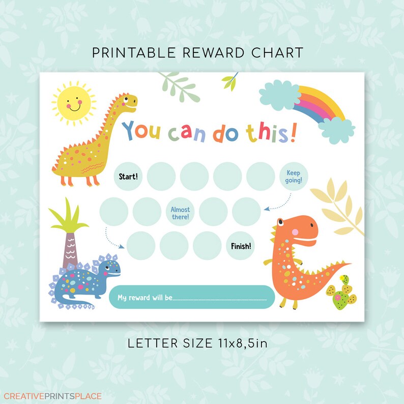 Printable Dinosaur Reward Chart: Kids' Behavior Tracker (instant ...