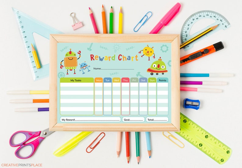 Printable Robots Reward Chart, Robots Task Chart, Responsibility Chart ...