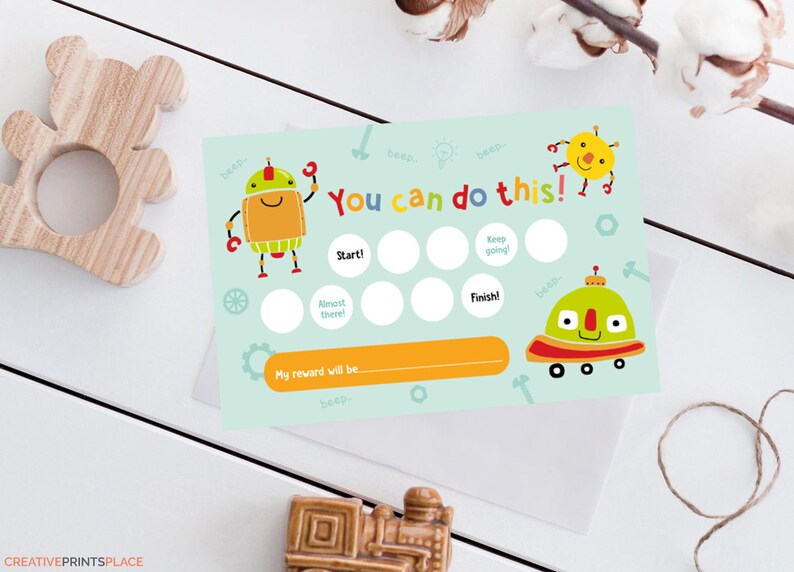 Mini Size Printable Robots Reward Chart, Boy's Mini Sticker Chart, Mini ...