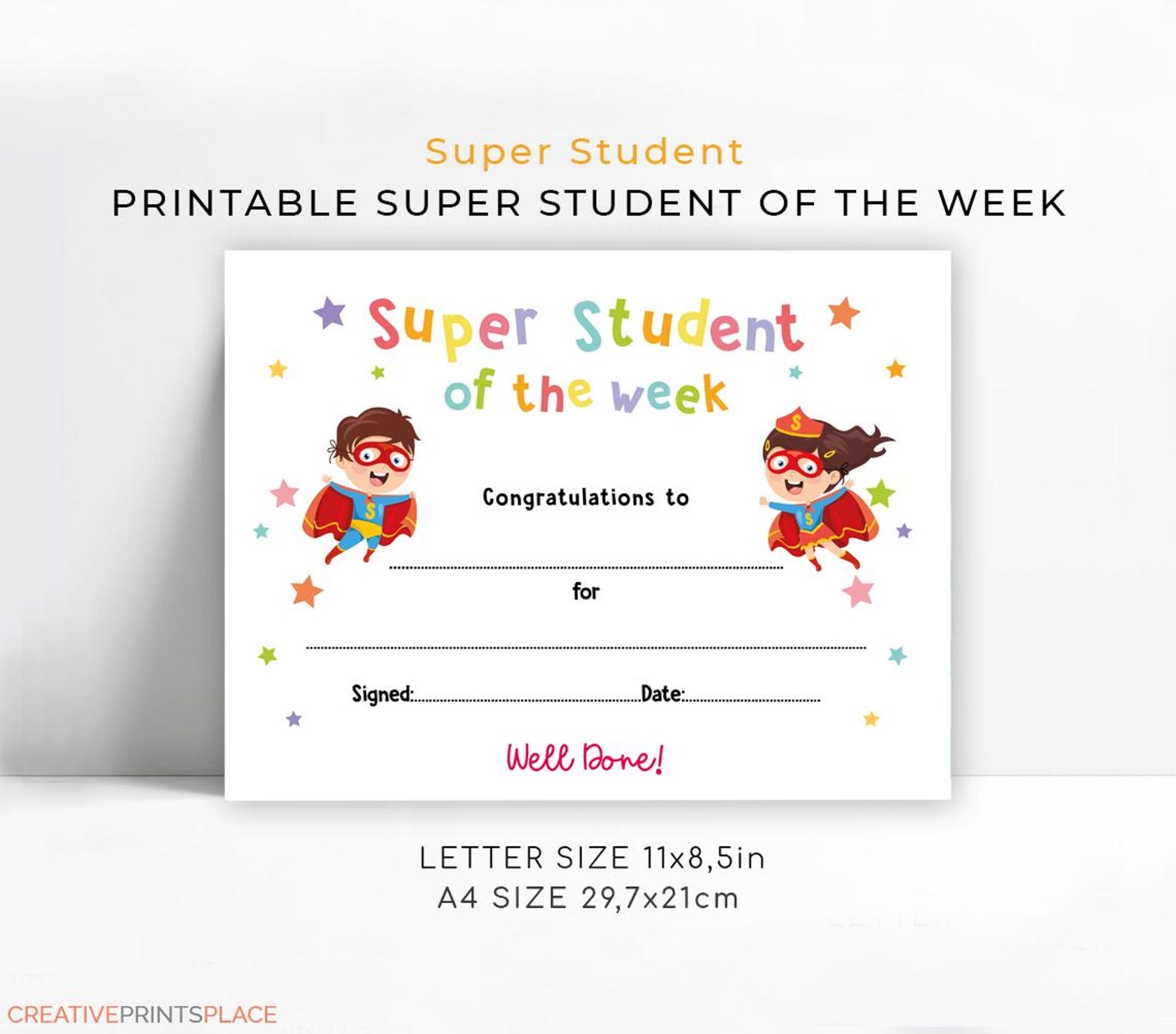 Student of the Week Certificate: Printable Classroom Award (digital ...