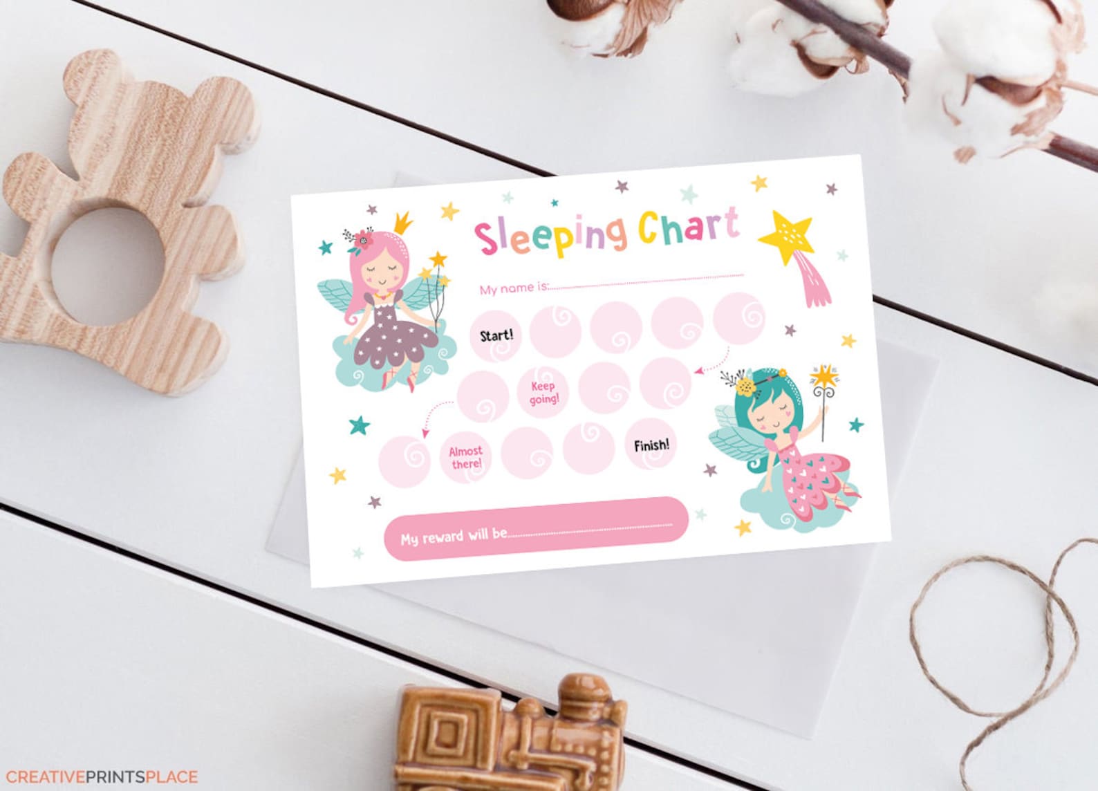 Printable Fairy Sleep Reward Chart, Sleep Through the Night Chart, Girl ...