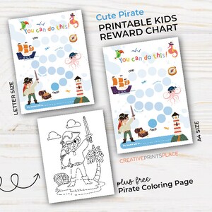 Boys Pirate Reward Chart Vertical, Printable Pirate Sticker Chart ...