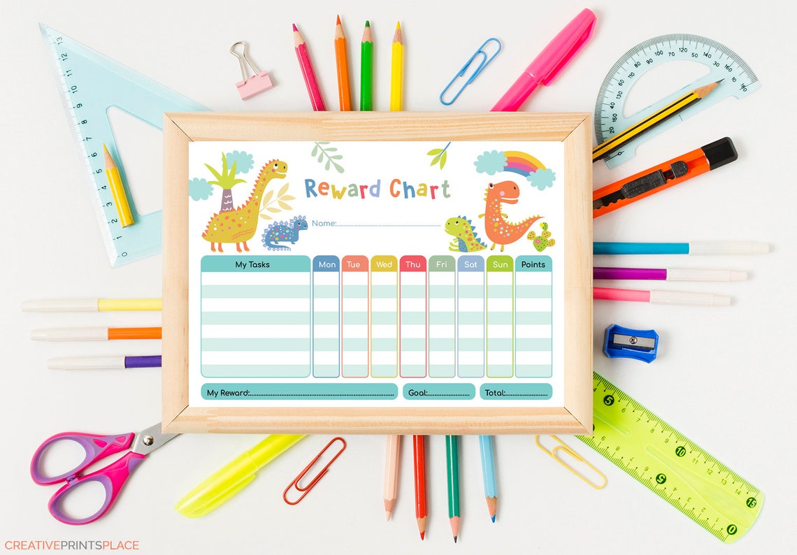 Printable Dinosaur Reward Chart, Dinosaur Task Chart, Responsibility ...