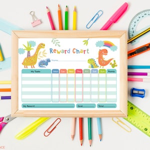 Printable Dinosaur Reward Chart, Dinosaur Task Chart, Responsibility ...