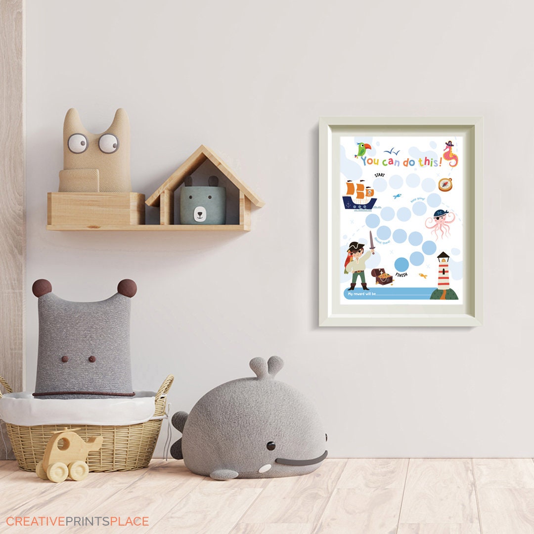 Boys Pirate Reward Chart Vertical, Printable Pirate Sticker Chart ...