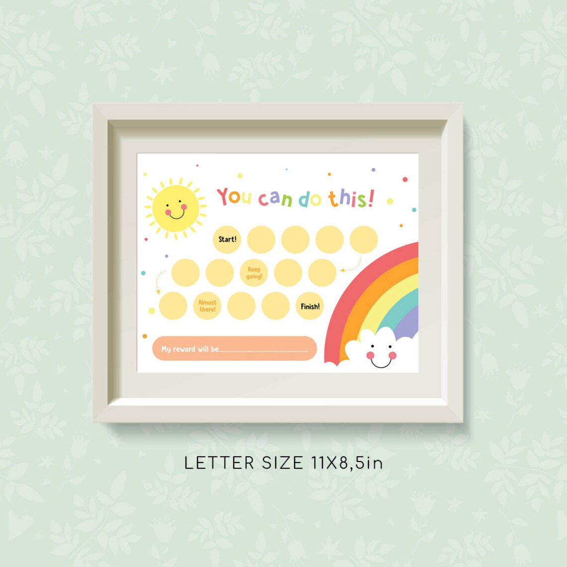 Printable Rainbow Sun Reward Chart Girl's Sticker Chart | Etsy Canada