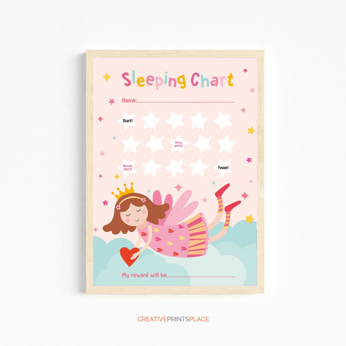 Printable Fairy Sleeping Chart, Girls Sleep Tracker Reward Chart ...