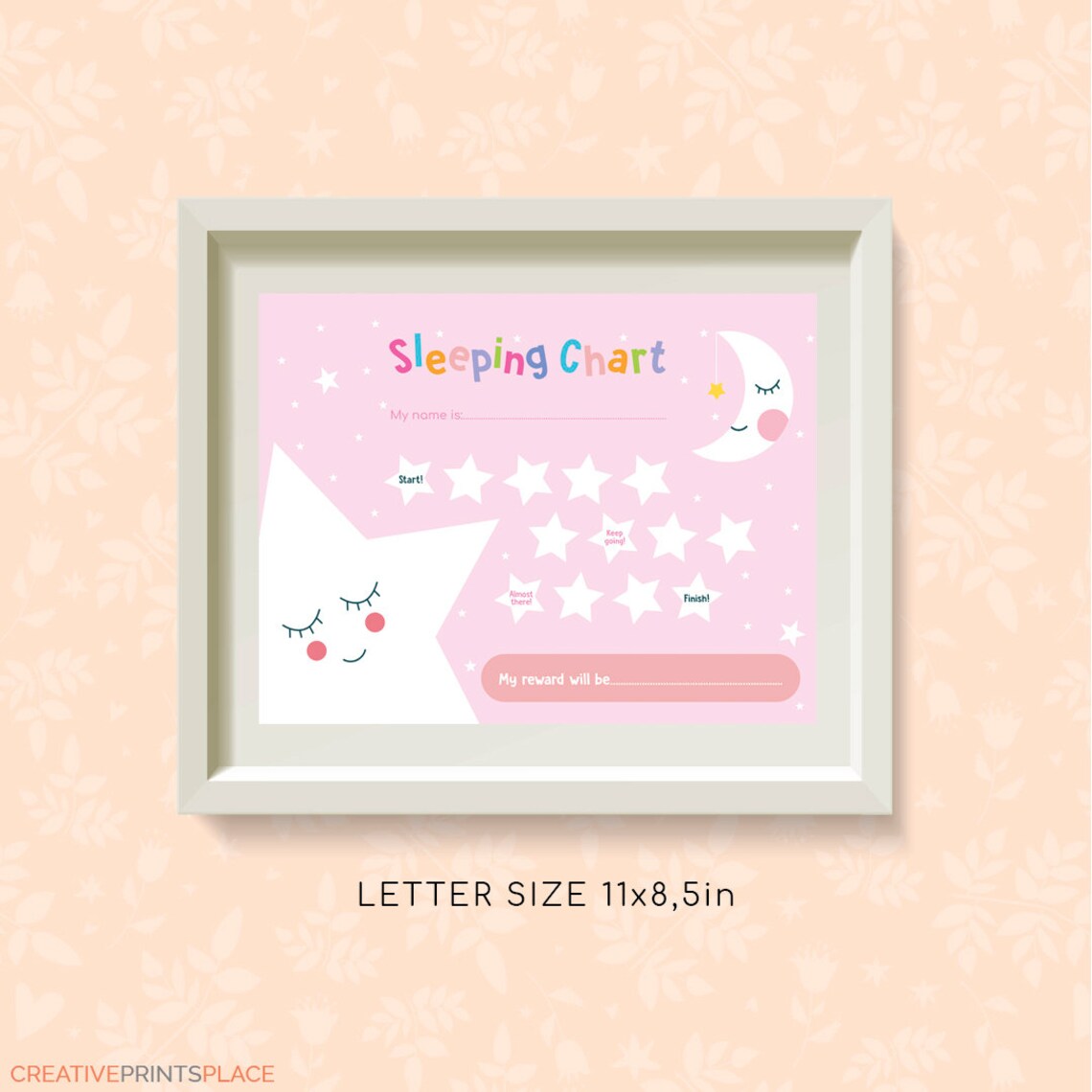 Star Moon Sleeping Chart for Girls, Sleep Log, Printable Sleep Tracker ...