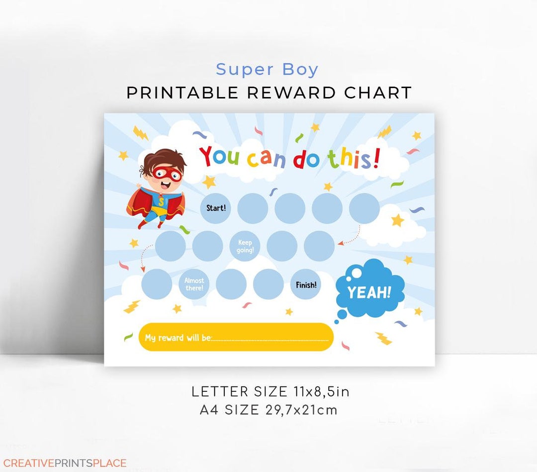 Super Hero Boy Reward Chart: Printable Behavior Tracker (instant ...