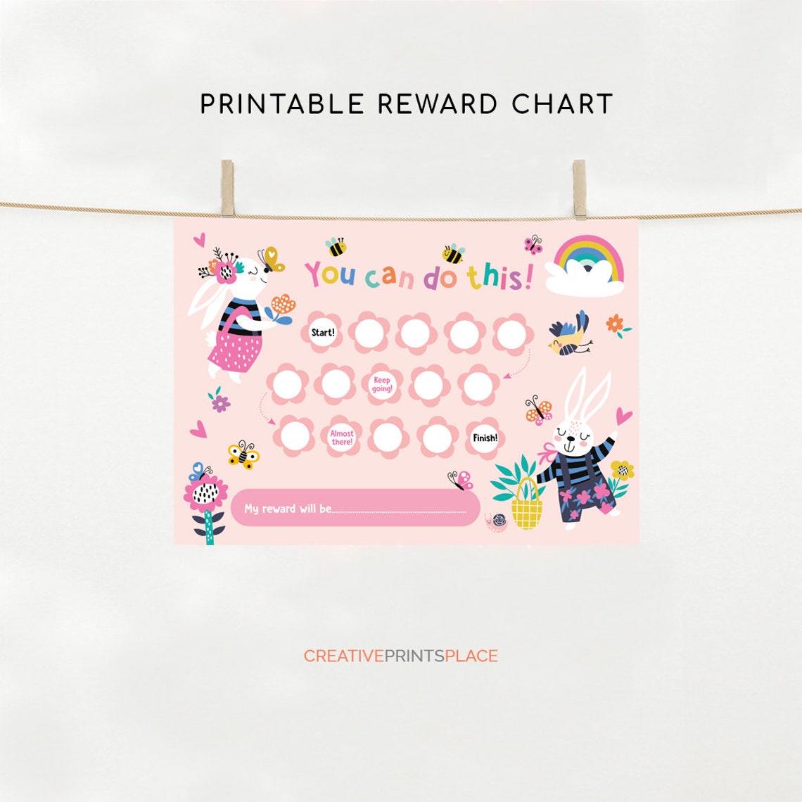 Printable Easter Bunny Reward Chart Bunny Sticker Chart Girl - Etsy