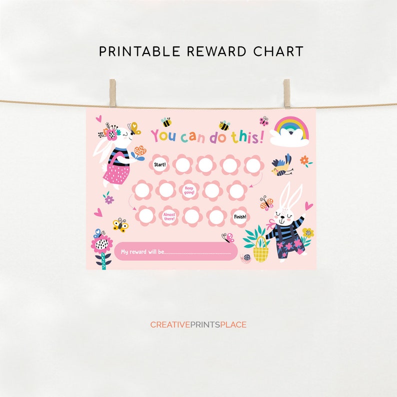 Printable Easter Bunny Reward Chart, Bunny Sticker Chart, Girl Sticker ...