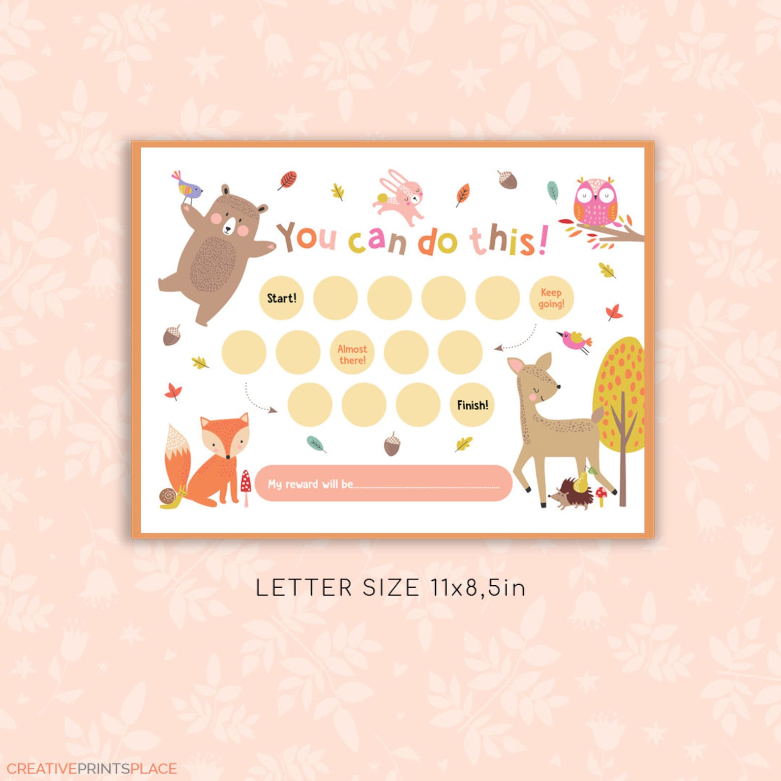 Printable Woodland Animals Reward Chart, Forest Animals Girl's Sticker ...