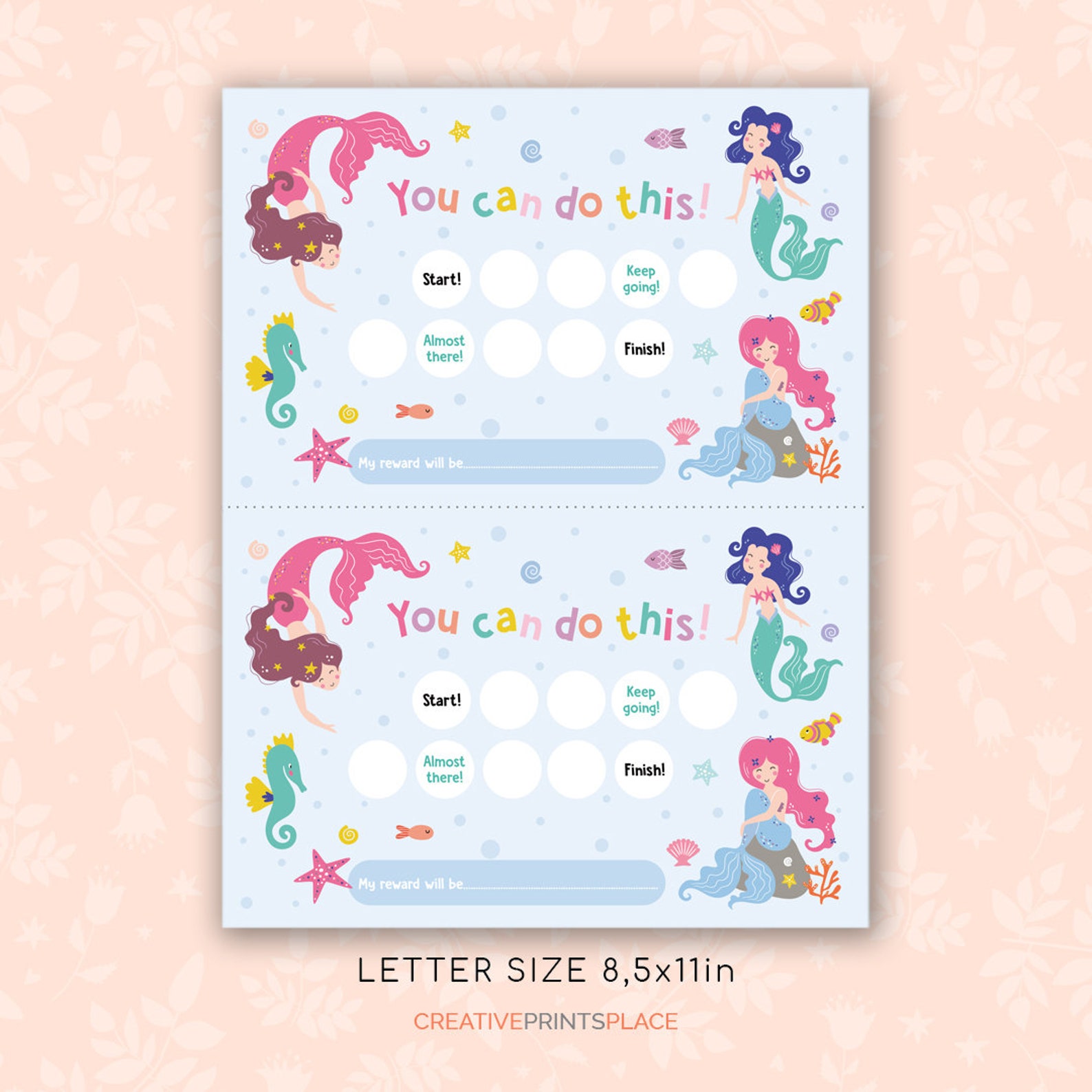 Mini Size Mermaids Reward Chart, Girls Sticker Chart, Small Sticker ...