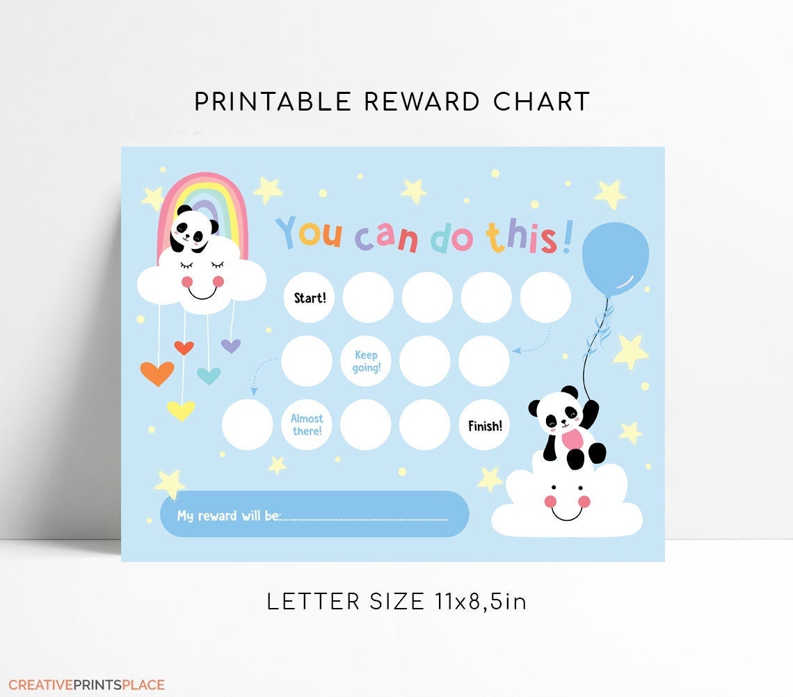 Printable Panda Reward Chart for Boys Boy's Sticker - Etsy