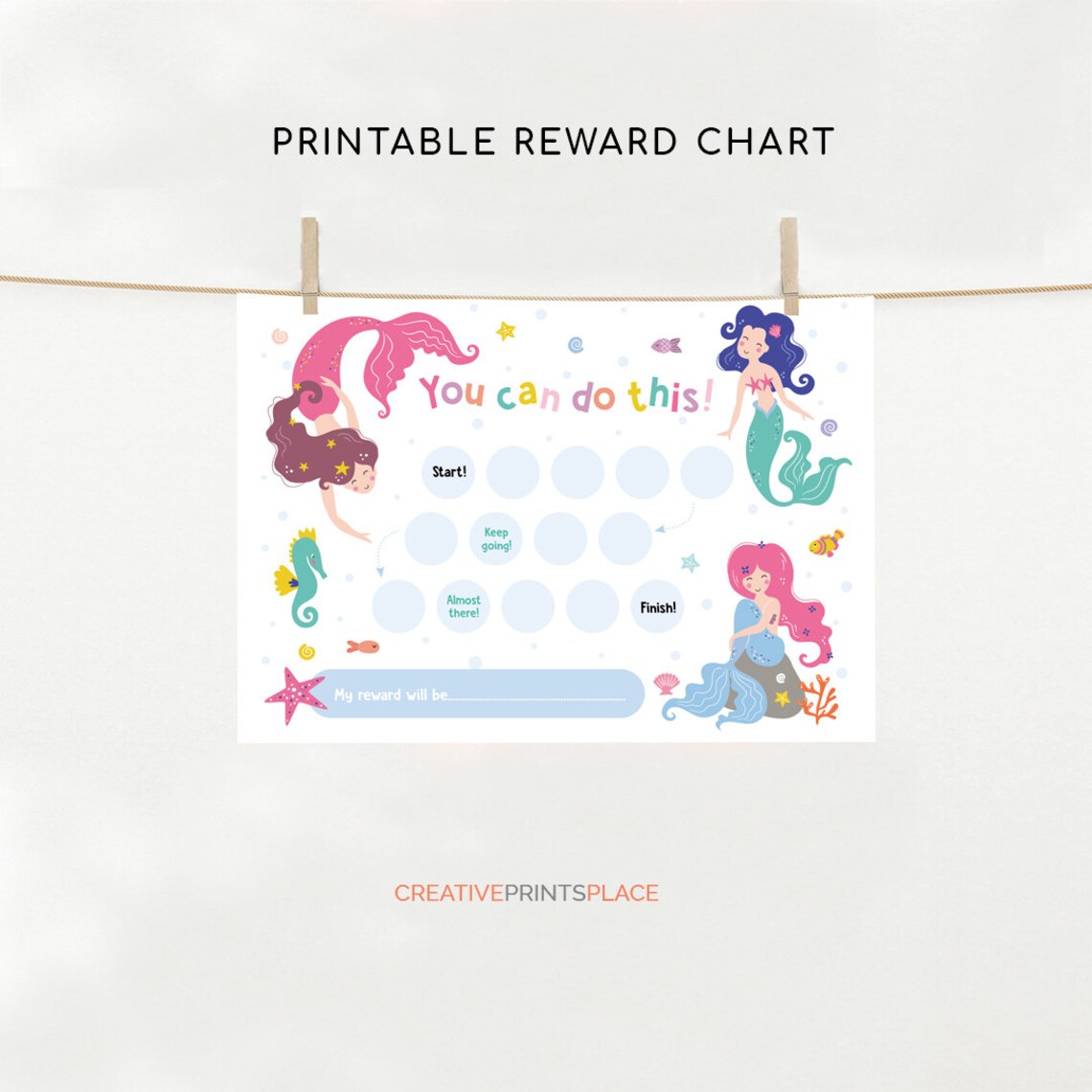 Printable Mermaid Reward Chart Mermaid Behavior Chart Girls - Etsy