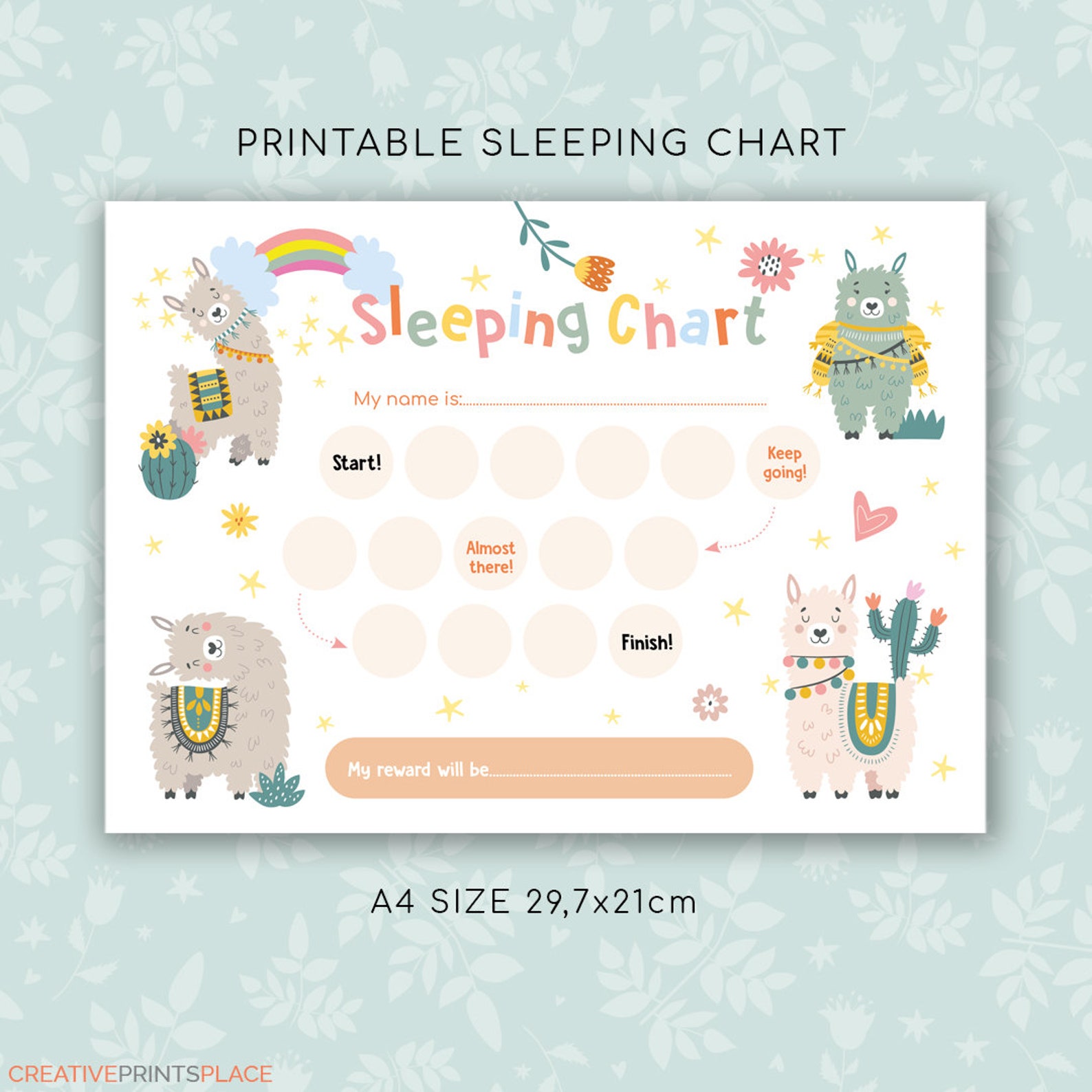Llama Sticker Sleeping Chart, Printable Llama Sleeping Charts, Llama Chart for Boys and Girls ...